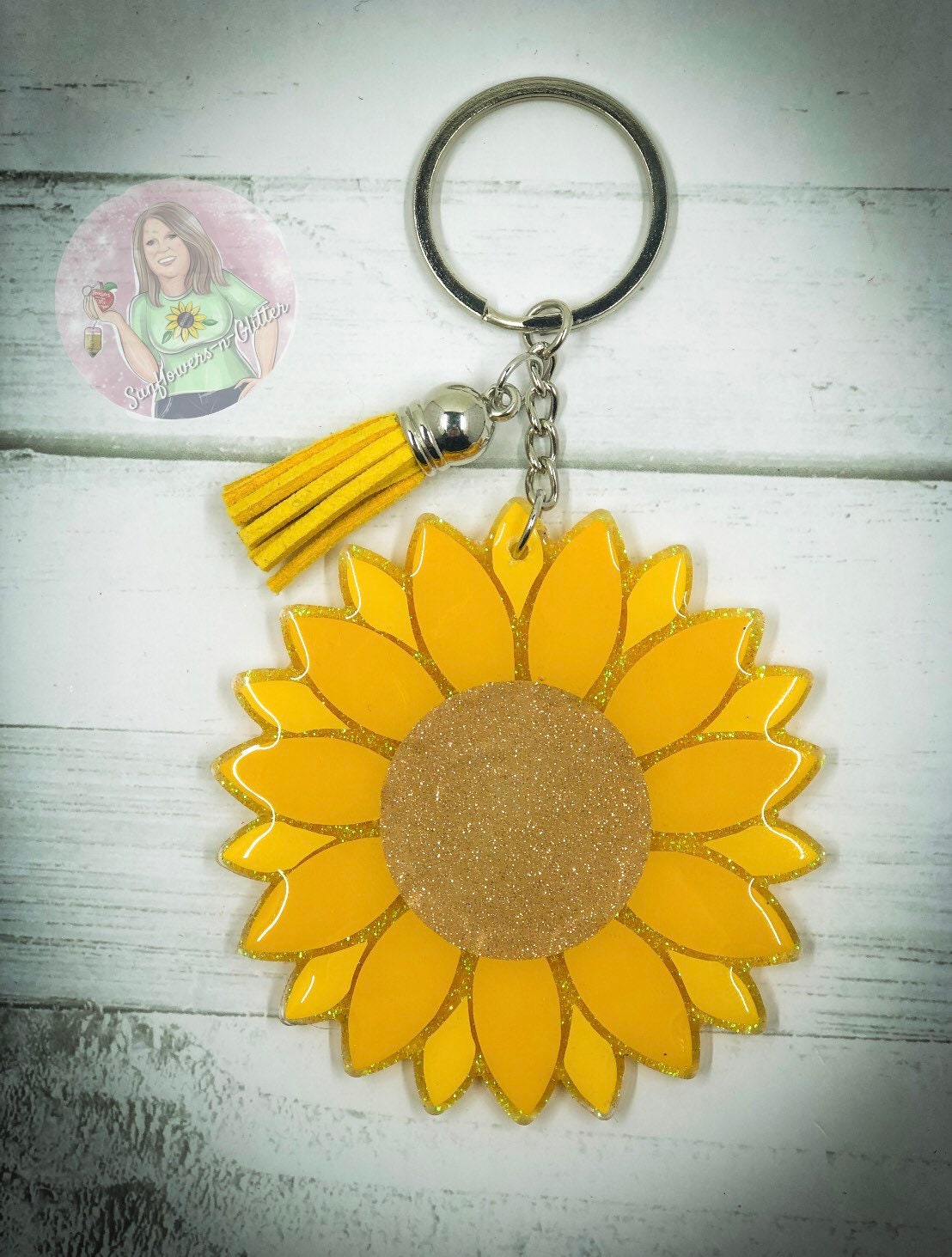 Sunflower Keychain-sunflowers glitter keychain-You are my | Etsy