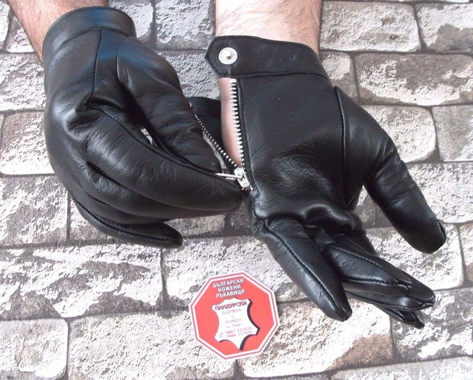 Men's Black Genuine Gloves With Zippers Made With Italian | Etsy