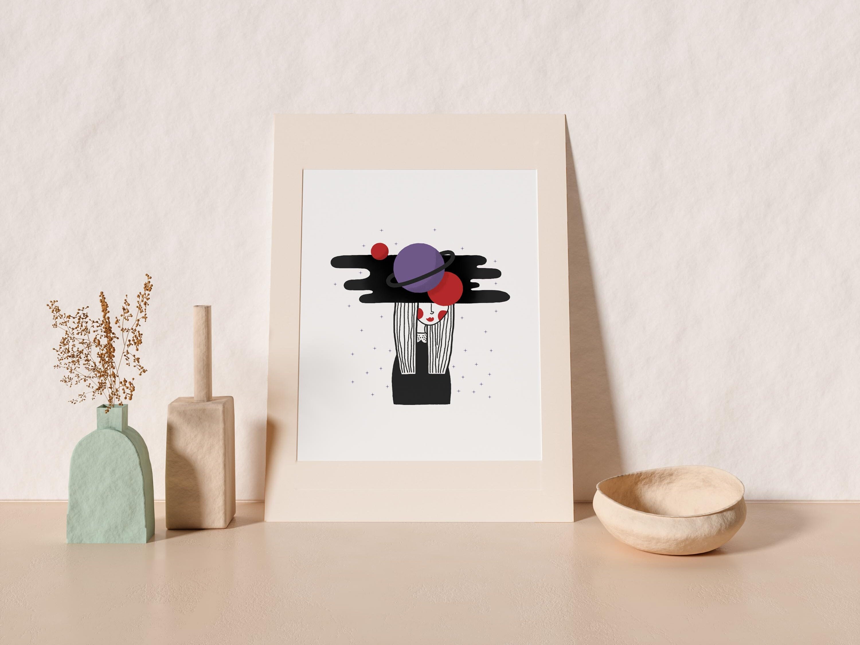 Spaced Out Wall Art Print | Spacey Art | Mental Health Art | Awkward ...