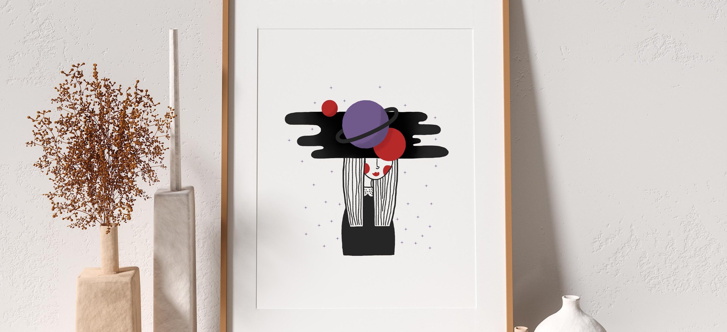 Spaced Out Wall Art Print | Spacey Art | Mental Health Art | Awkward ...
