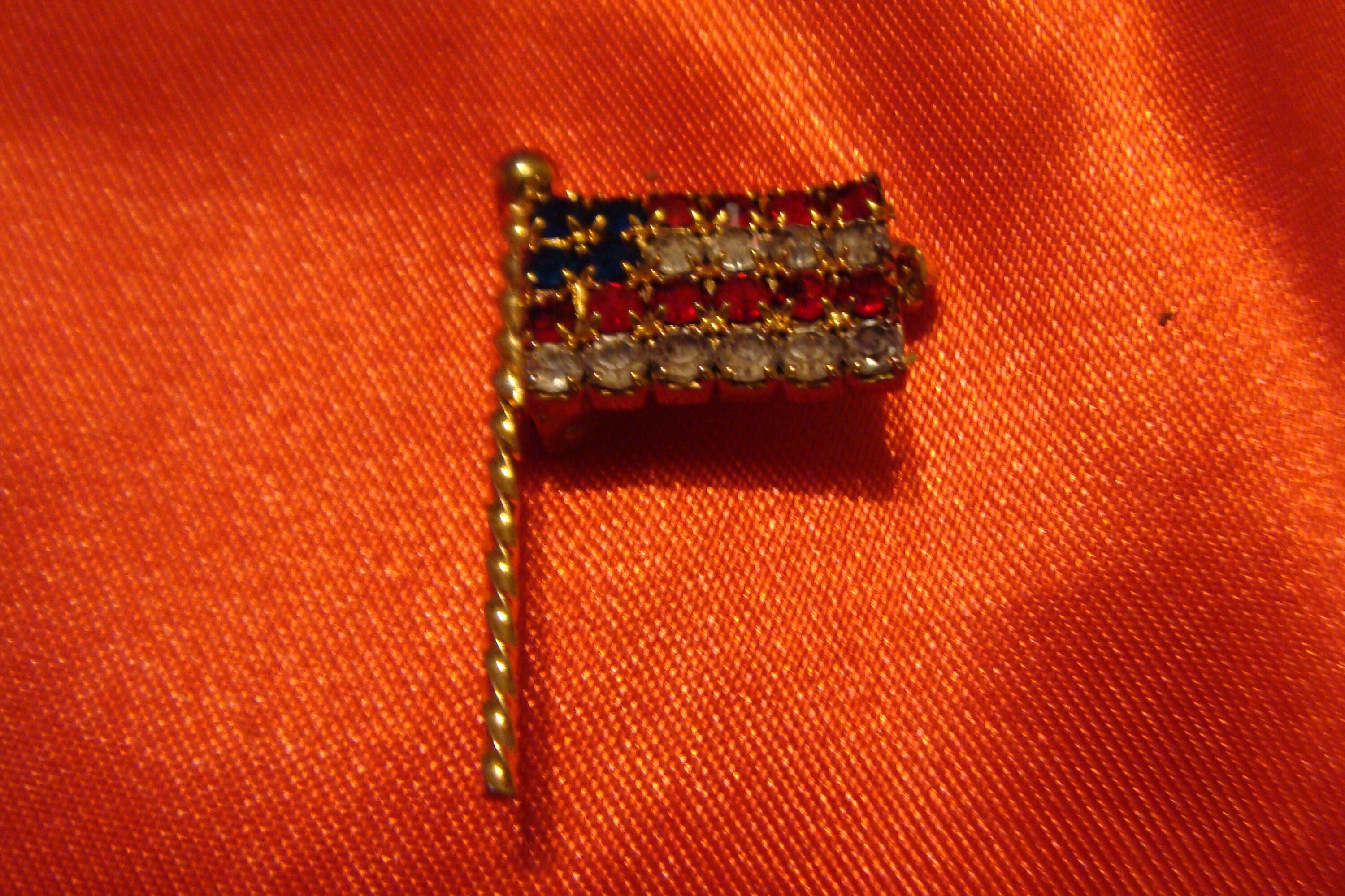 Rhinestone Flag Pin 1.5 Vintage - Etsy
