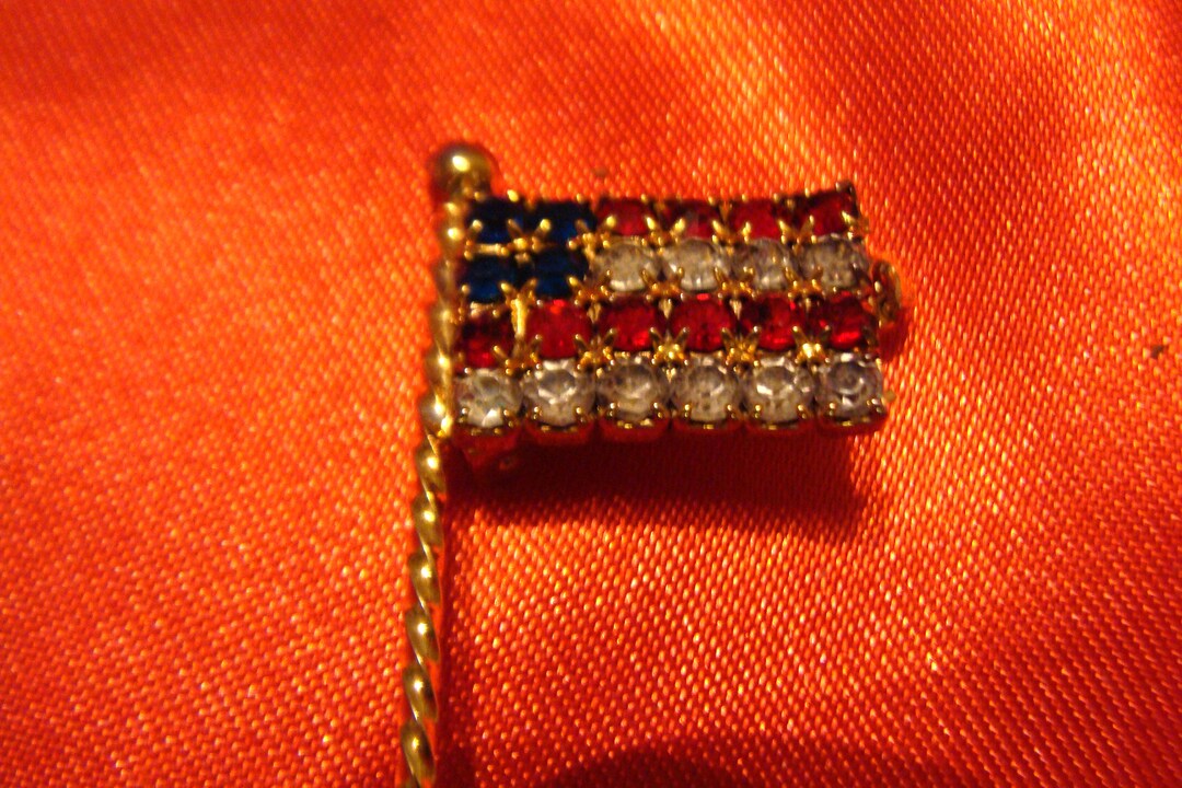 Rhinestone Flag Pin 1.5 Vintage - Etsy