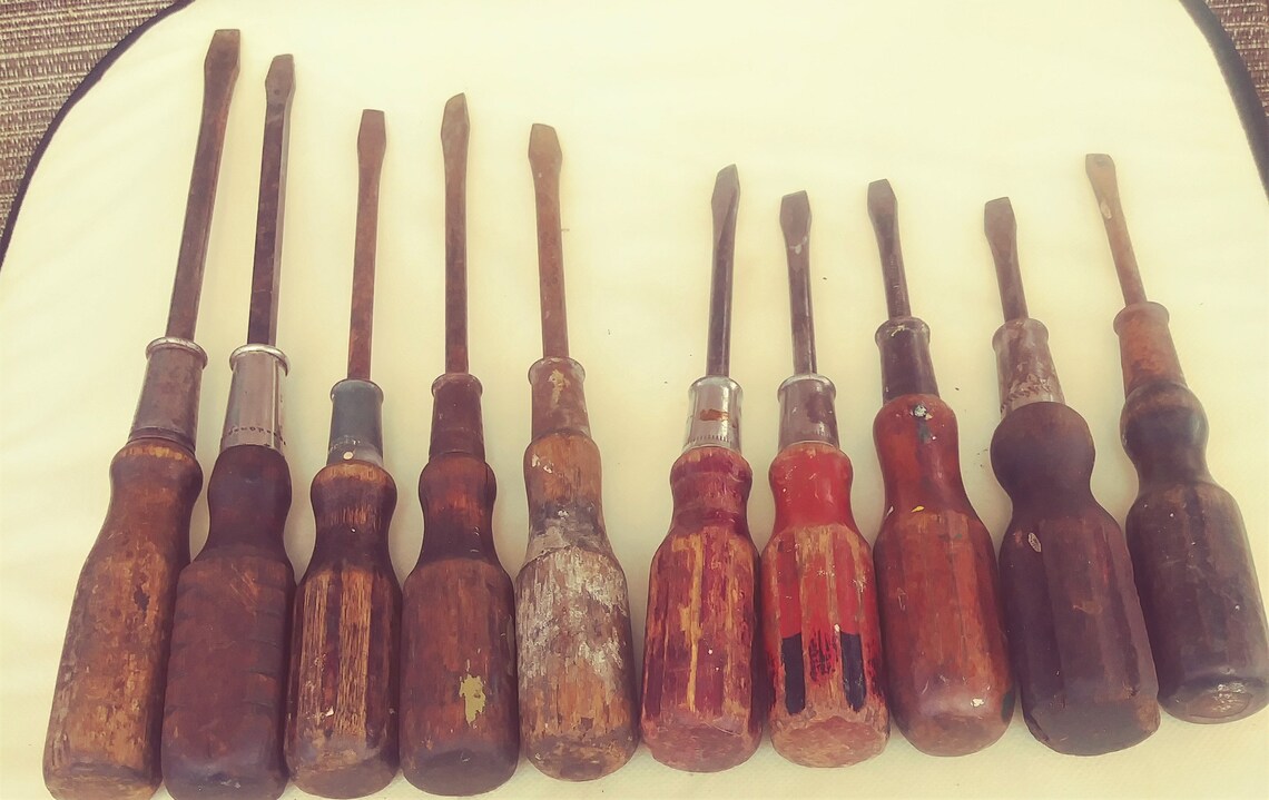 Antique Wood Handle Screwdrivers Lot of 10 - Etsy