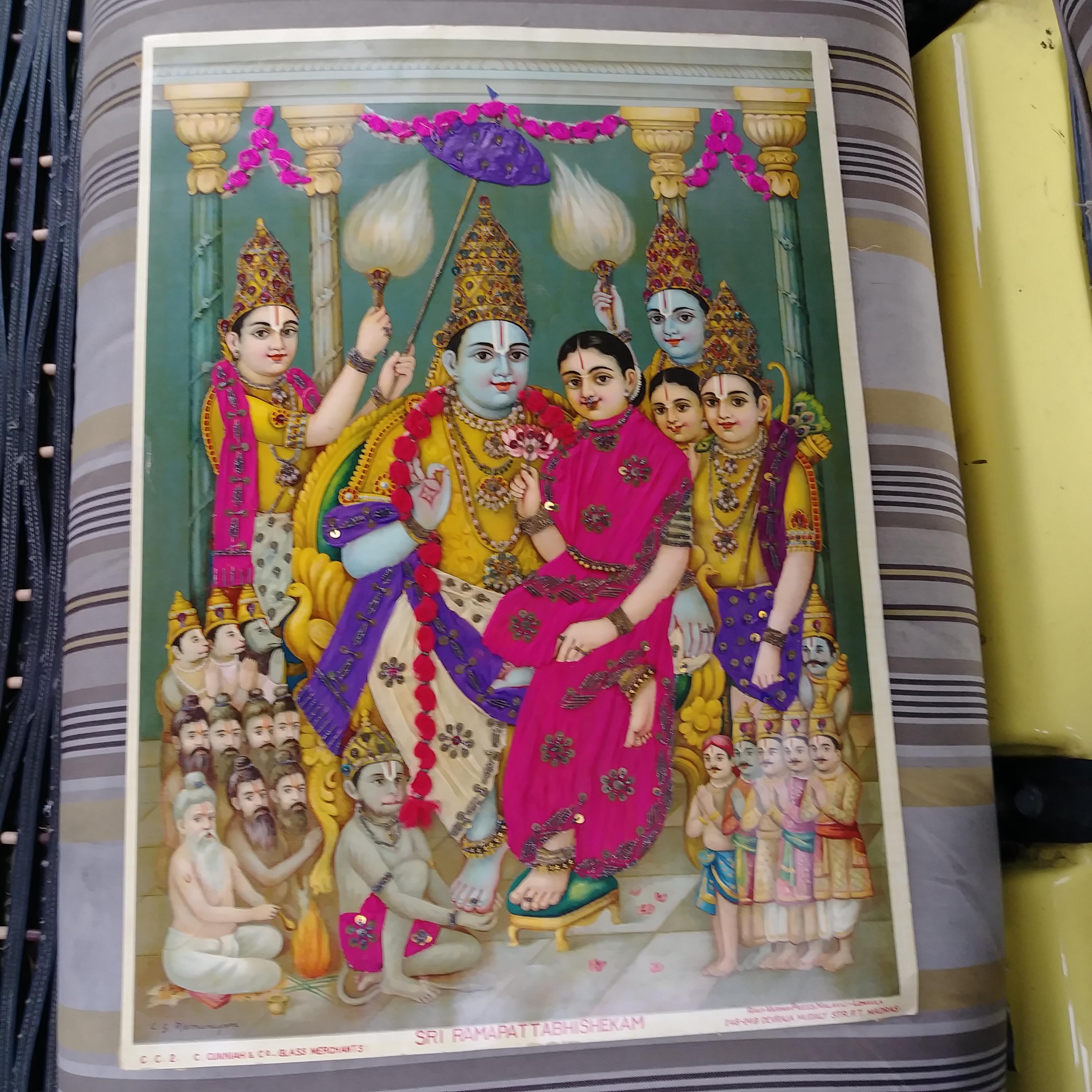 Raja Ravi Varma 1920s Oleograph Print Silk and Beaded Embellished - Etsy