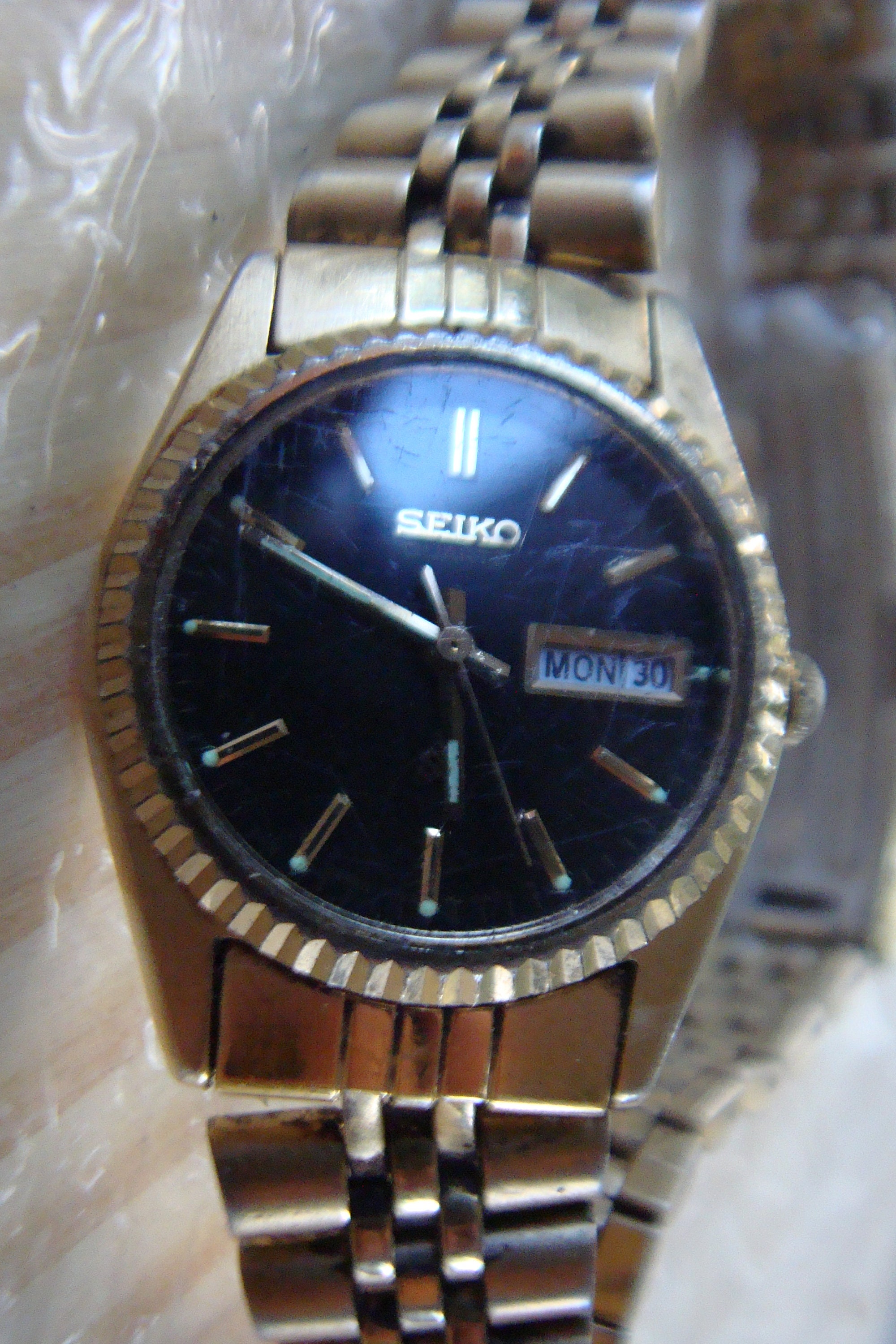 Seiko Ladies Gold Colored Black Face Day & Date Watch - Etsy