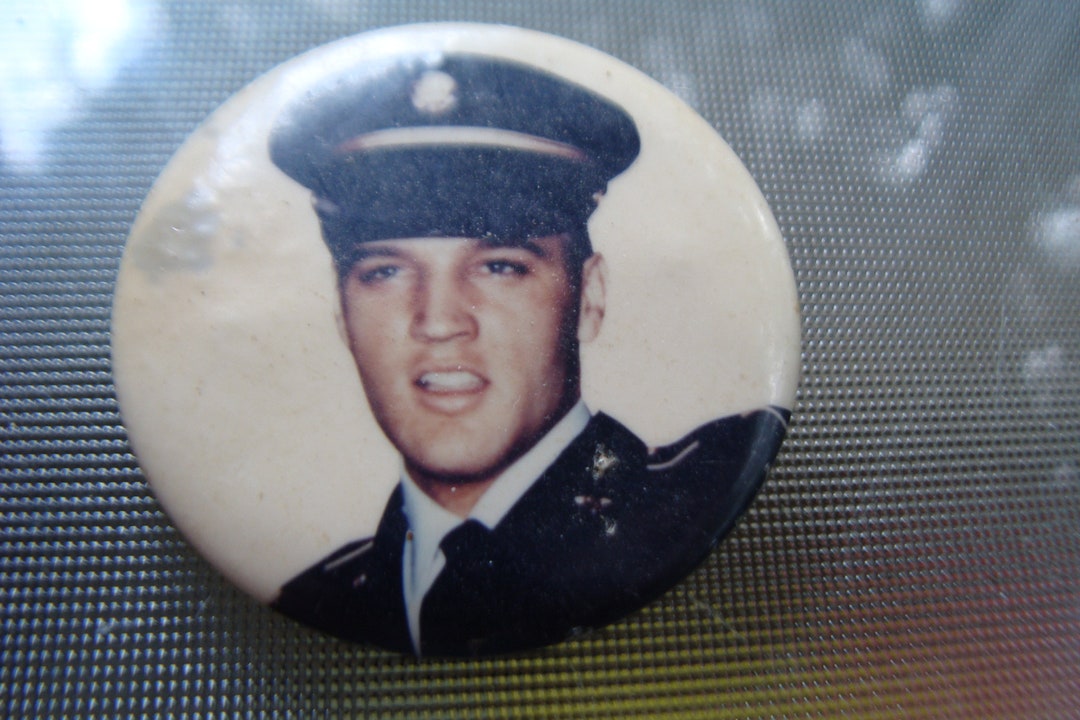 Vtg Elvis Pin Back Button in Military Uniform - Etsy