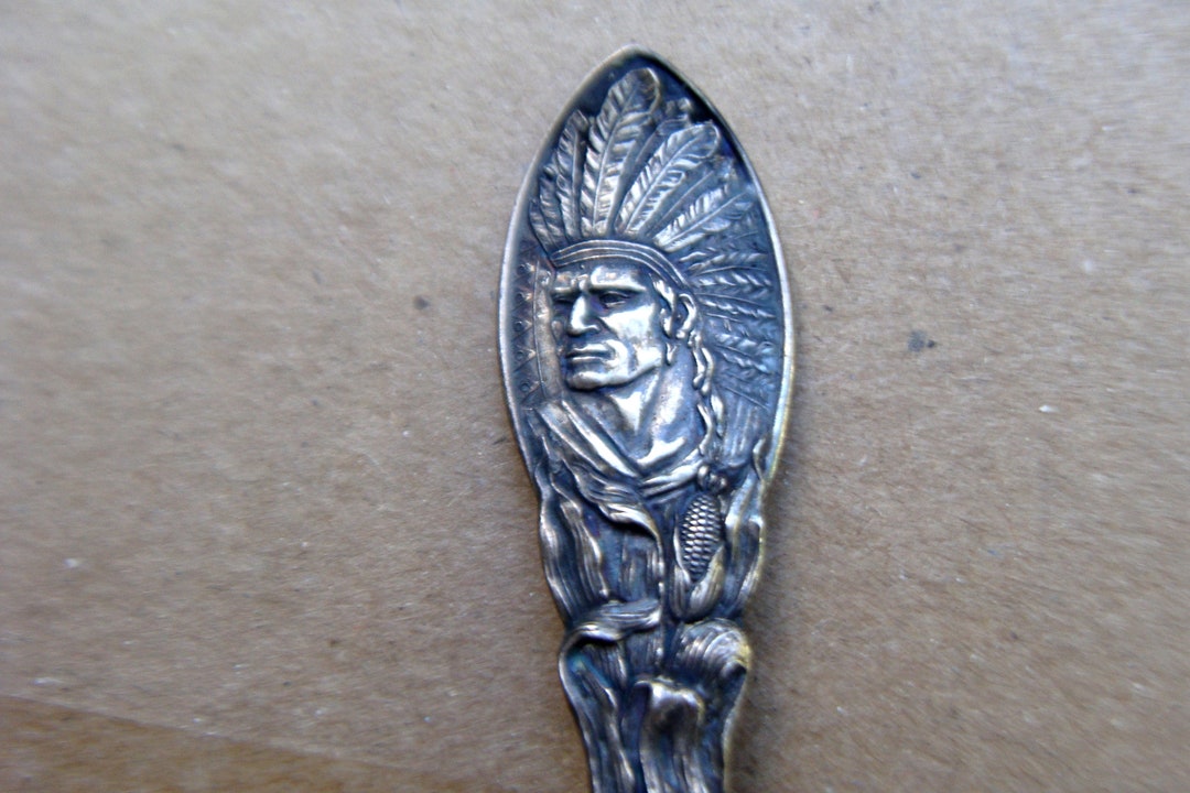 Indian Chief Sterling Spoon Lake Minnewaska NY Vintage - Etsy