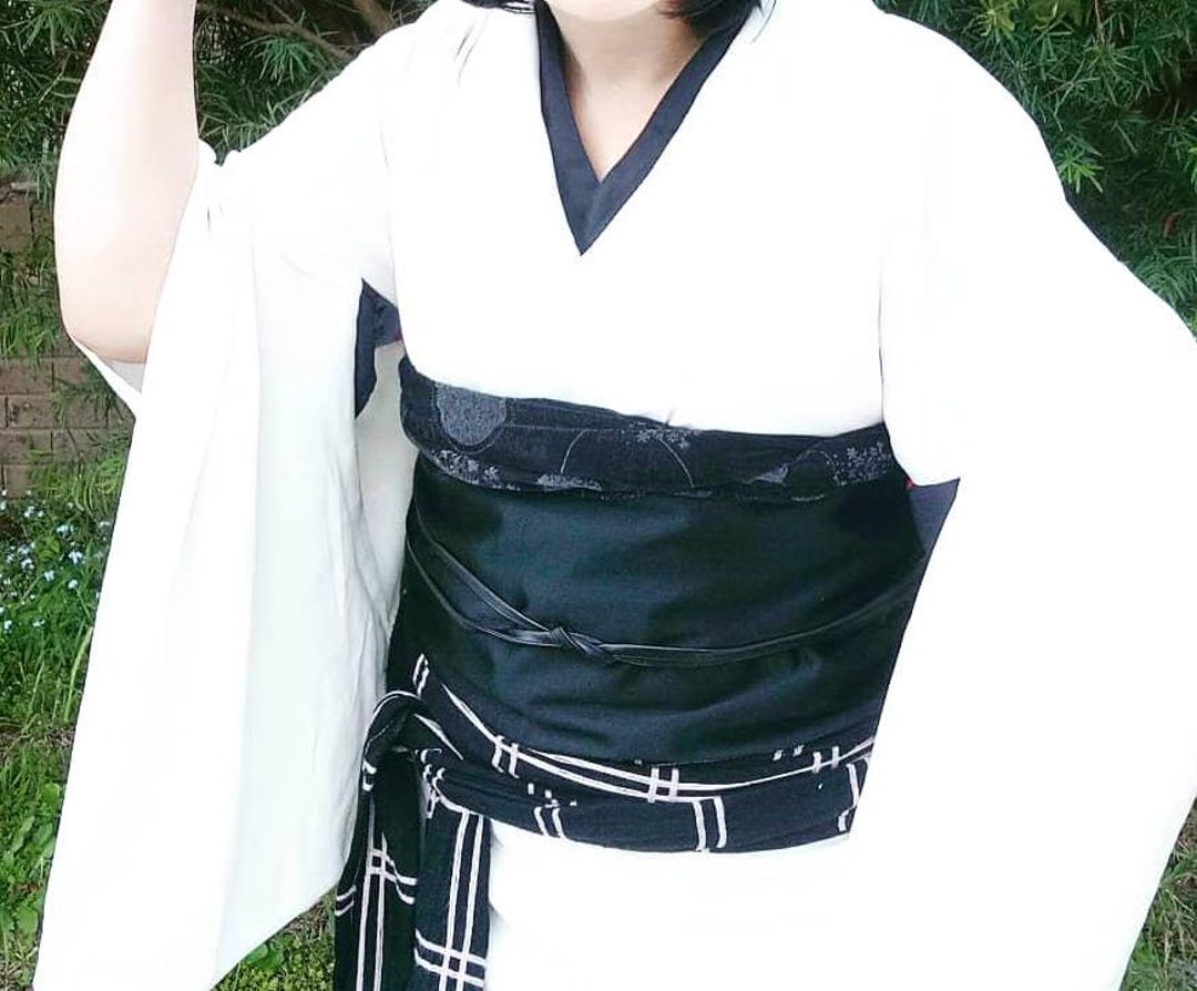 細帯 Hanhaba Obi in Firm Texture, Custom Length, Black, Japanese Style ...