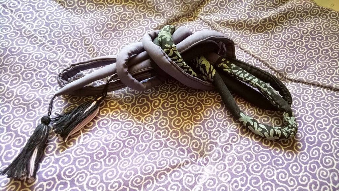 Purple Floral Silk Obijime Belt: Extra Long Kumihimo Kimono Accessory ...