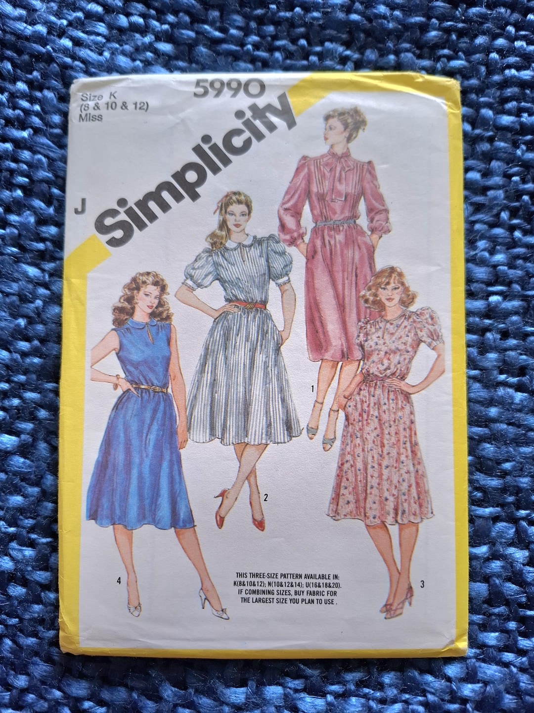 Vintage 1983 Simplicity Dress Pattern 5990 - Misses' Puff Sleeve Prarie ...