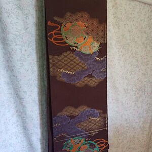 Antique Japanese Brown, Orange, Green, Blue and Gold Hitoe Summer ...