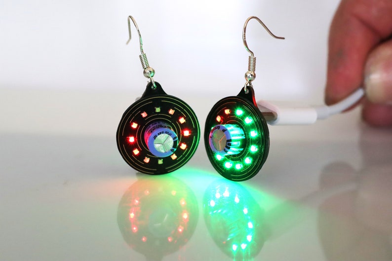 Rechargeable Red and Green LED Earrings: Wearable Tech for Burning Man ...