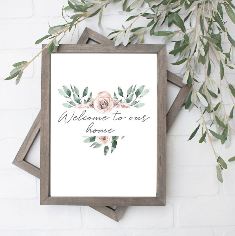 Floral Heart Welcome to Our Home Unframed Print welcomehome - Etsy UK