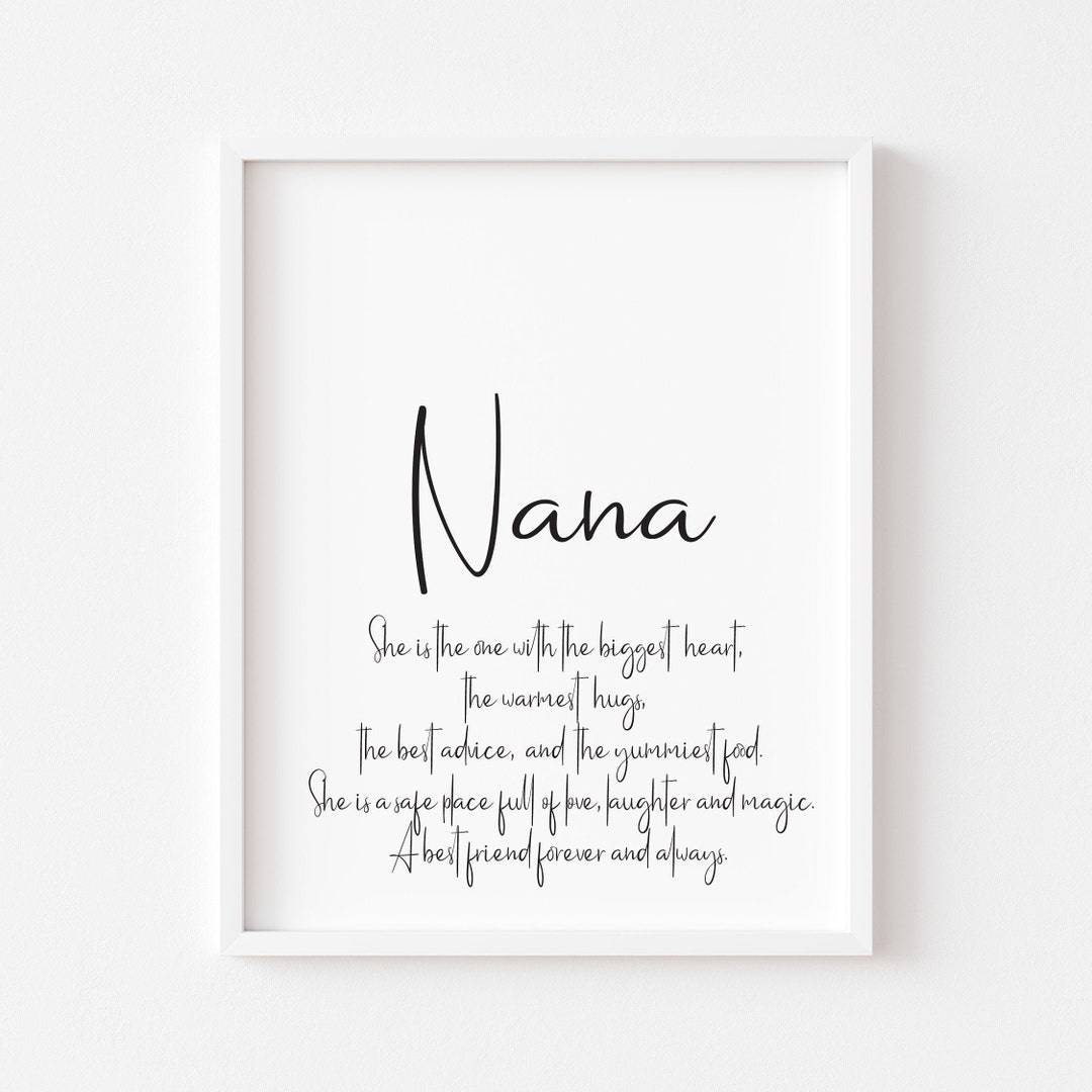 Nana Definition Print Sentimental Grandparent Gift, Unframed Wall Art ...