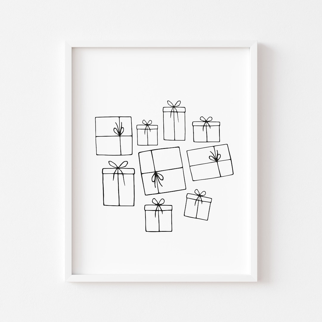 Christmas Presents, Christmas Present Line Drawing Minimal Simplistic ...