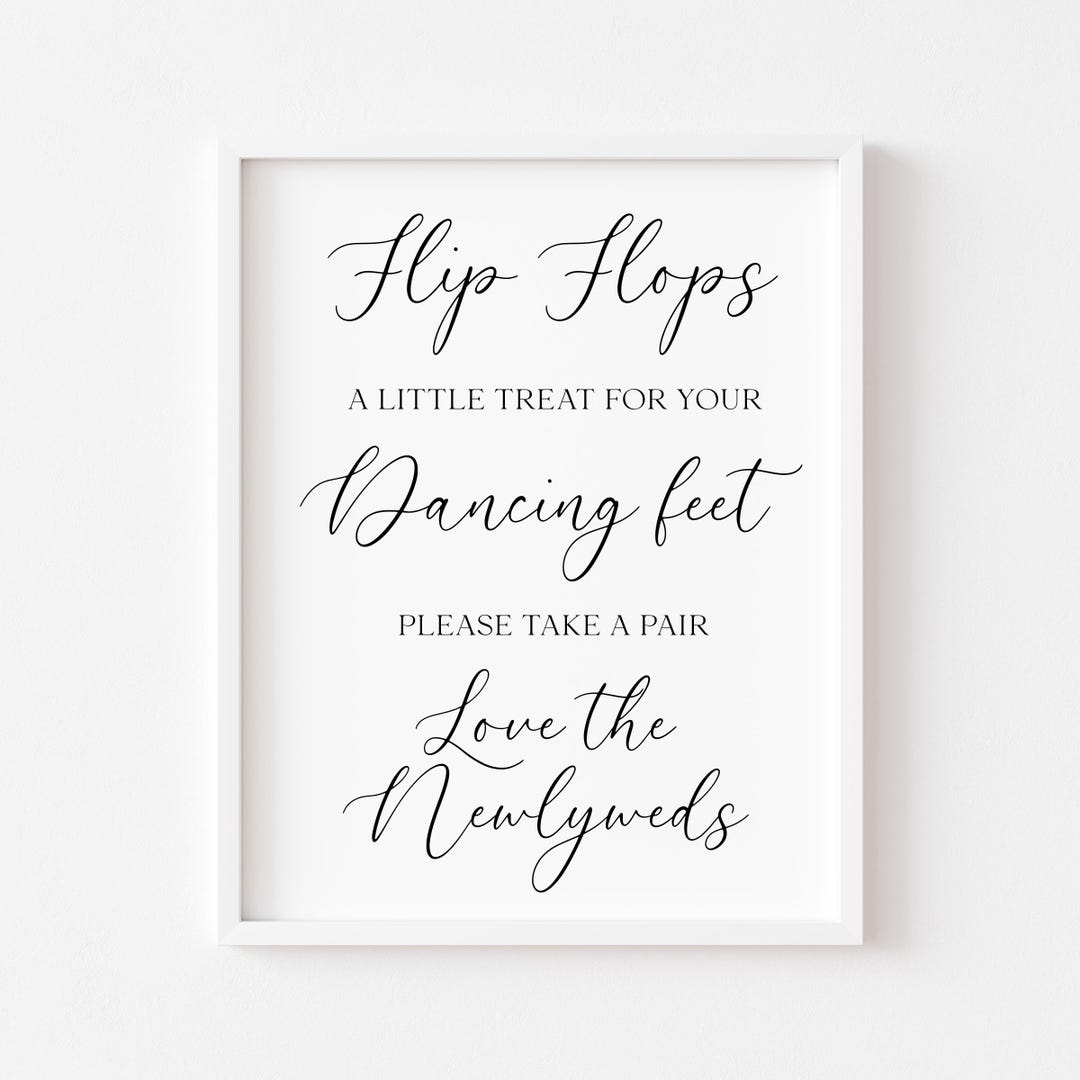 Flip Flops Wedding Print Dancing Feet Wedding Day Sign Decor (unframed ...