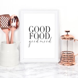 Good Food Good Mood Stylish Unframed Kitchen Printkitchen Printskitchen ...