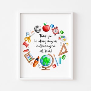 Thank You Teacher, Nursery Unframed Print,watercolour Wreath Thank You ...
