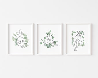 Female Line Art Bathroom Prints Line Drawing Female Towel - Etsy UK