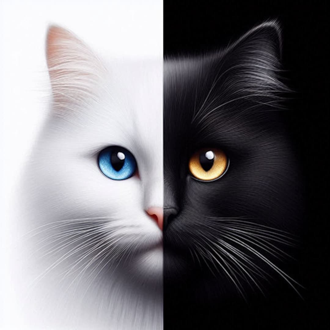 Black and White Cat - 4 Printable Images - Etsy
