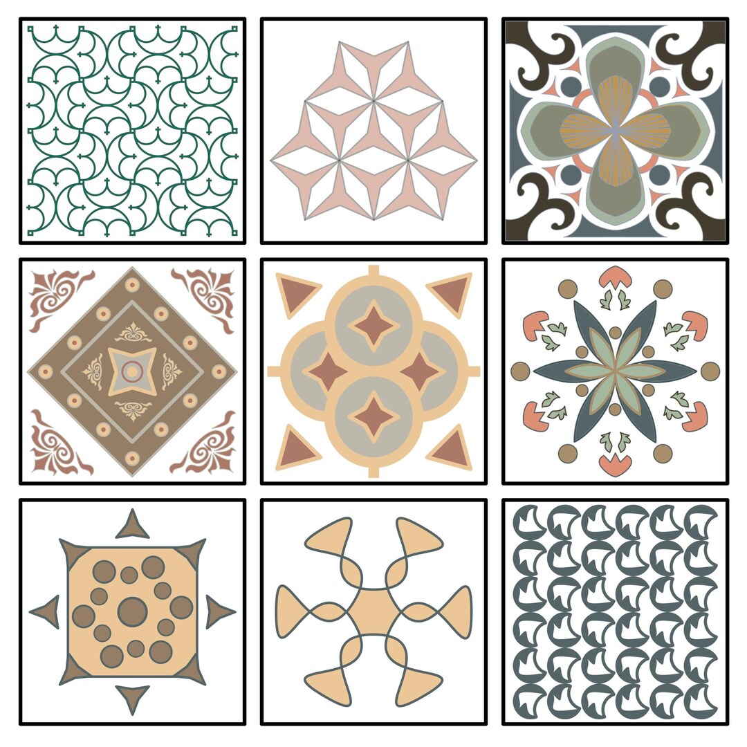 9 Ornate Moroccan Influenced Tiles - SVG and Various Formats - Etsy