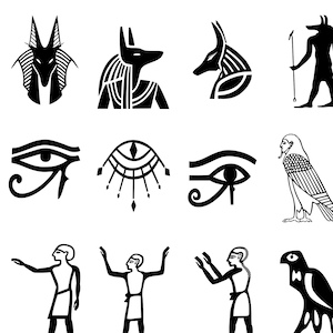 Egyptian Hieroglyphics Set - 44 Separated SVG Designs, Including Anubis ...
