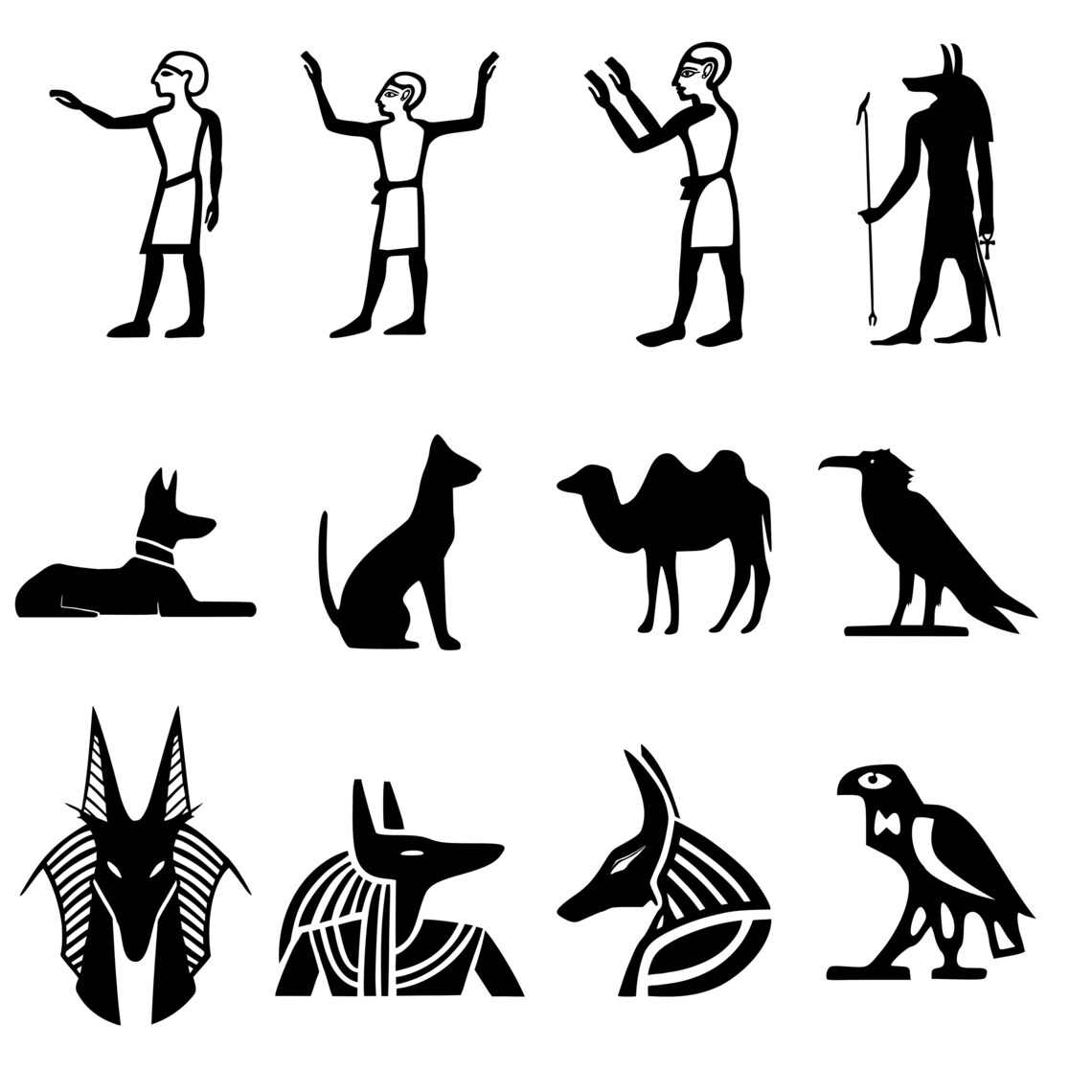 Egyptian Hieroglyphics Symbol Set 1 12 Separated SVG - Etsy