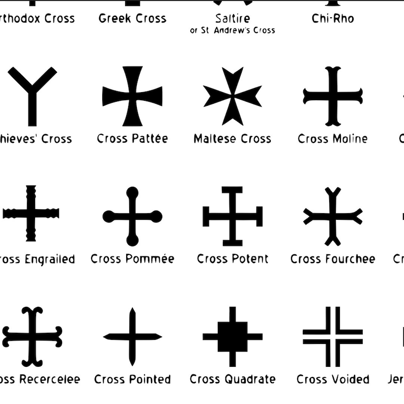 Diverses croix - 30 dessins SVG romains, chrétiens, celtiques, païens ...