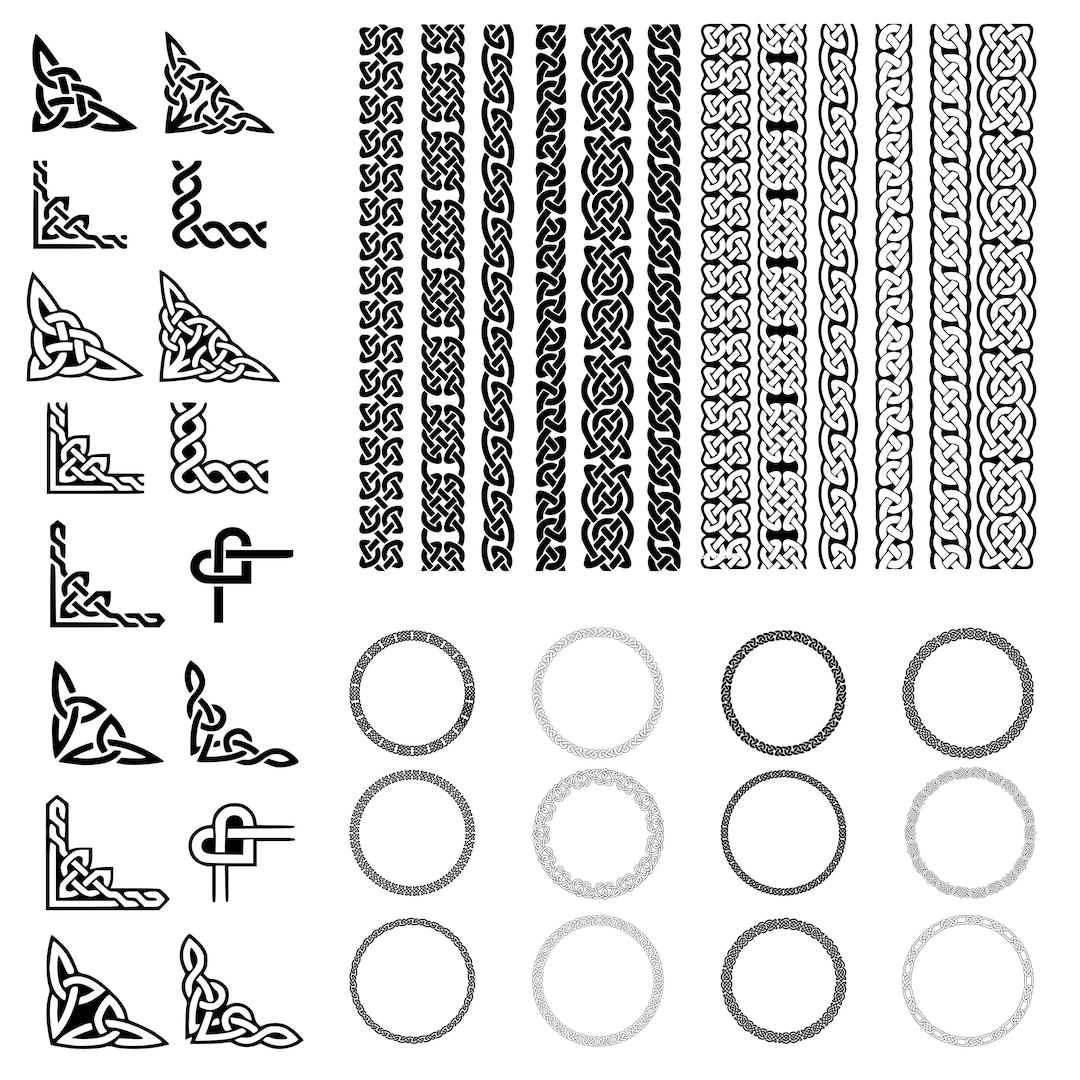 Celtic Mega Pack - 12 Circular Bands, 16 Corners and 12 Bands - SVG ...