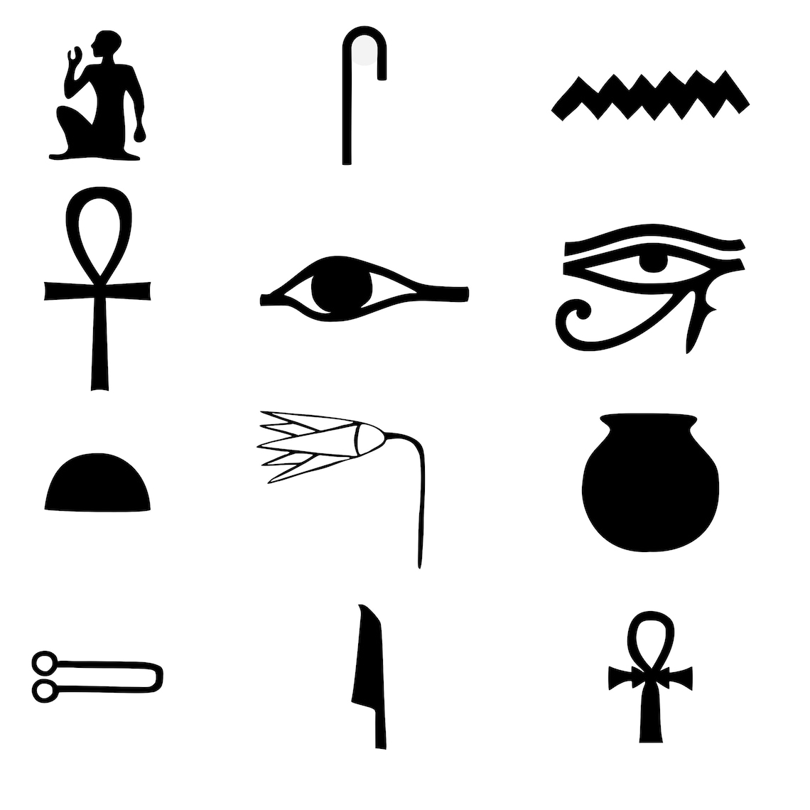 Egyptian Hieroglyphics Symbol Set 2 12 Separated SVG - Etsy