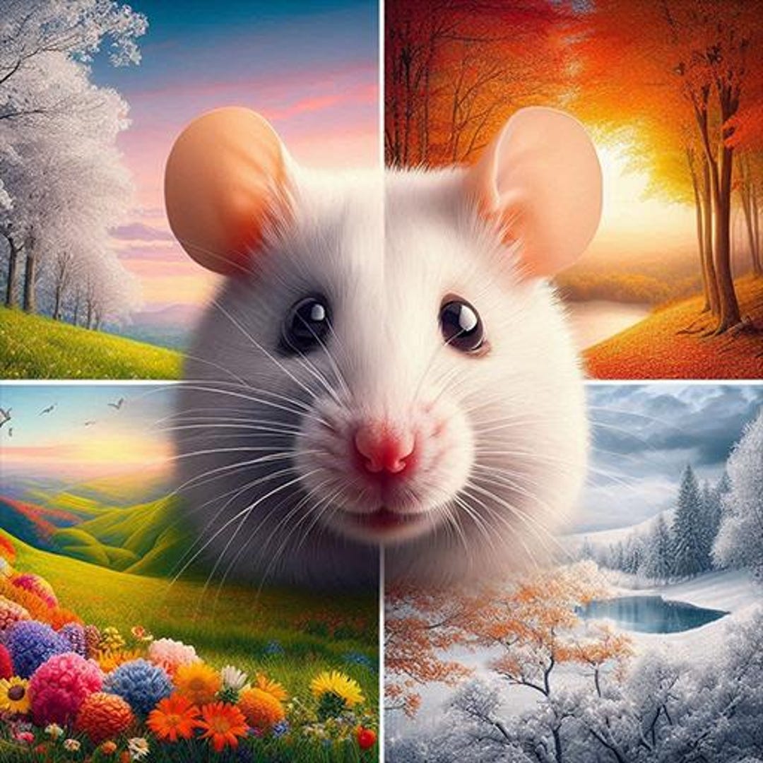 4 Seasons Mouse - 8 Printable Images - Etsy