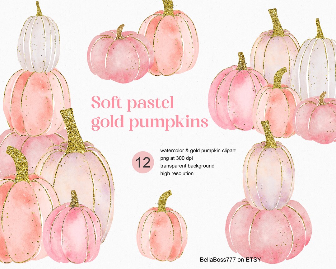 Pink Pastel Pumpkins, Baby Shower Clipart, Fall Clipart, Autumn Clipart ...