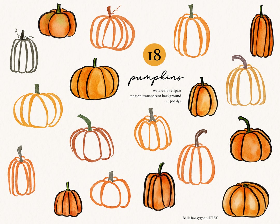 Fall Clipart, Autumn Clipart, Watercolor Pumpkin, Fall Decor, Fall ...