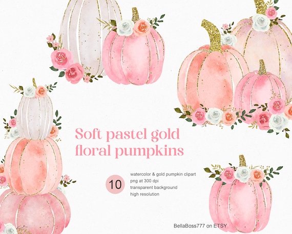 Pink Pumpkin Clipart Pastel Pumpkins Autumn Clipart - Etsy