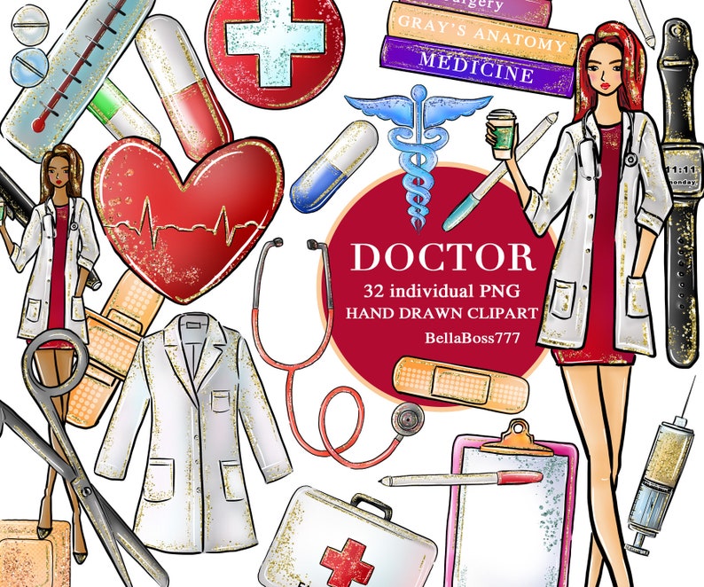 Doctor Clipart Medical Sticker Planner Girl Nurse Injection - Etsy