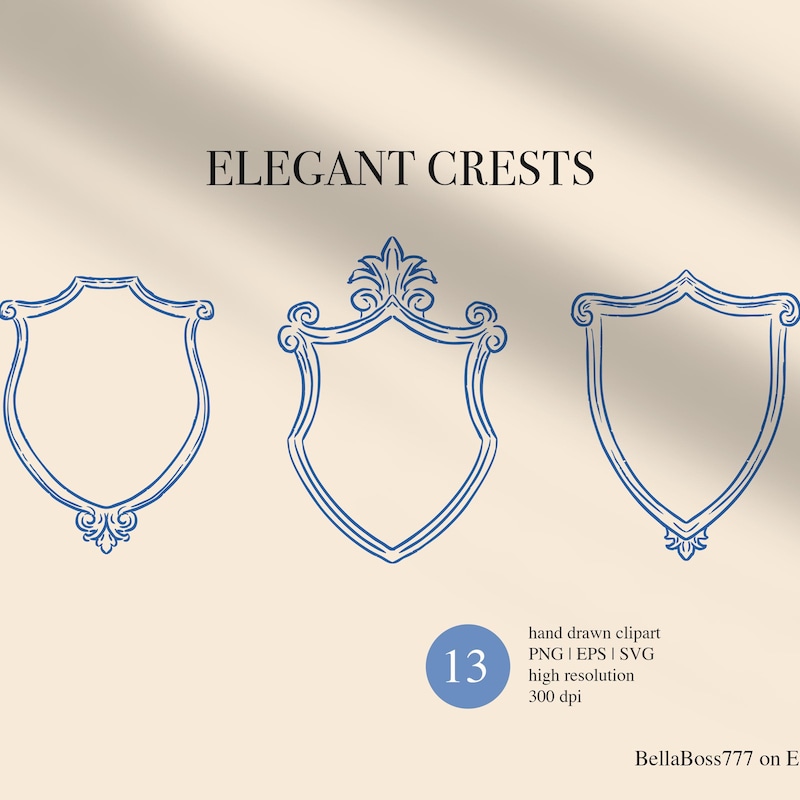 Antique Crest Vector - Etsy