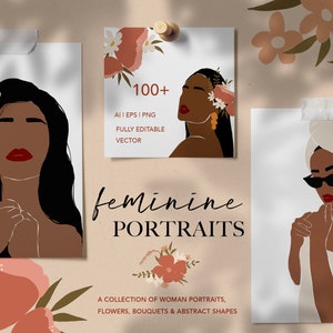 Feminine Clipart, Abstract Woman Clipart, Black Girl Illustration ...