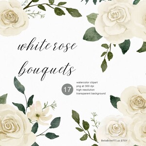White Roses, Watercolor Roses, Ivory Roses, Wedding Bouquets ...