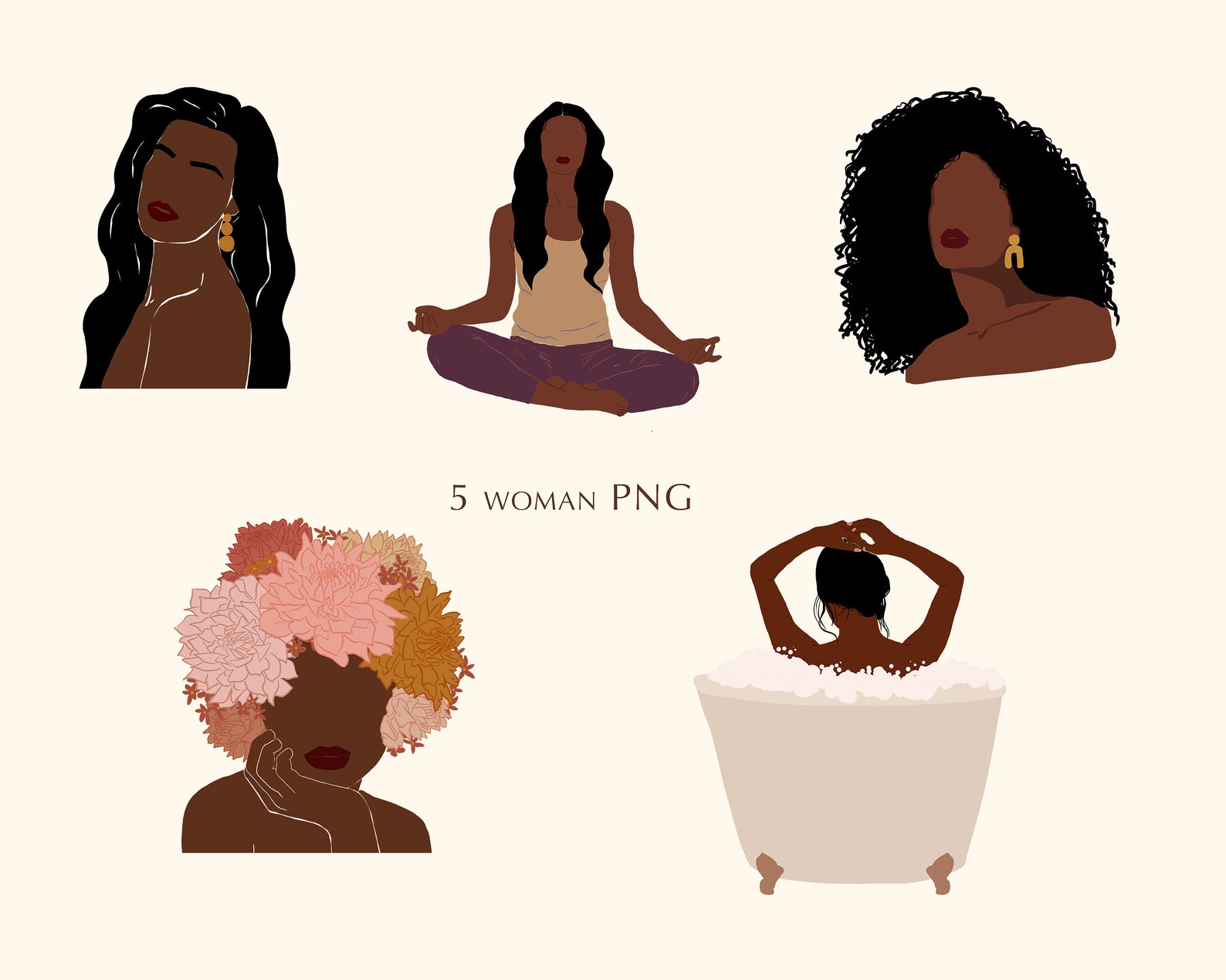 Black Girl Clipart African Woman Clipart Abstract Woman - Etsy