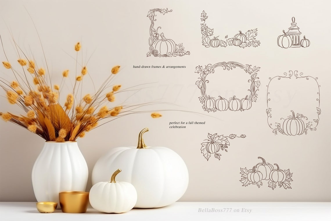 Pumpkin Clipart, Pumpkin Frames, Autumn Wedding Clipart, Autumn Clipart ...