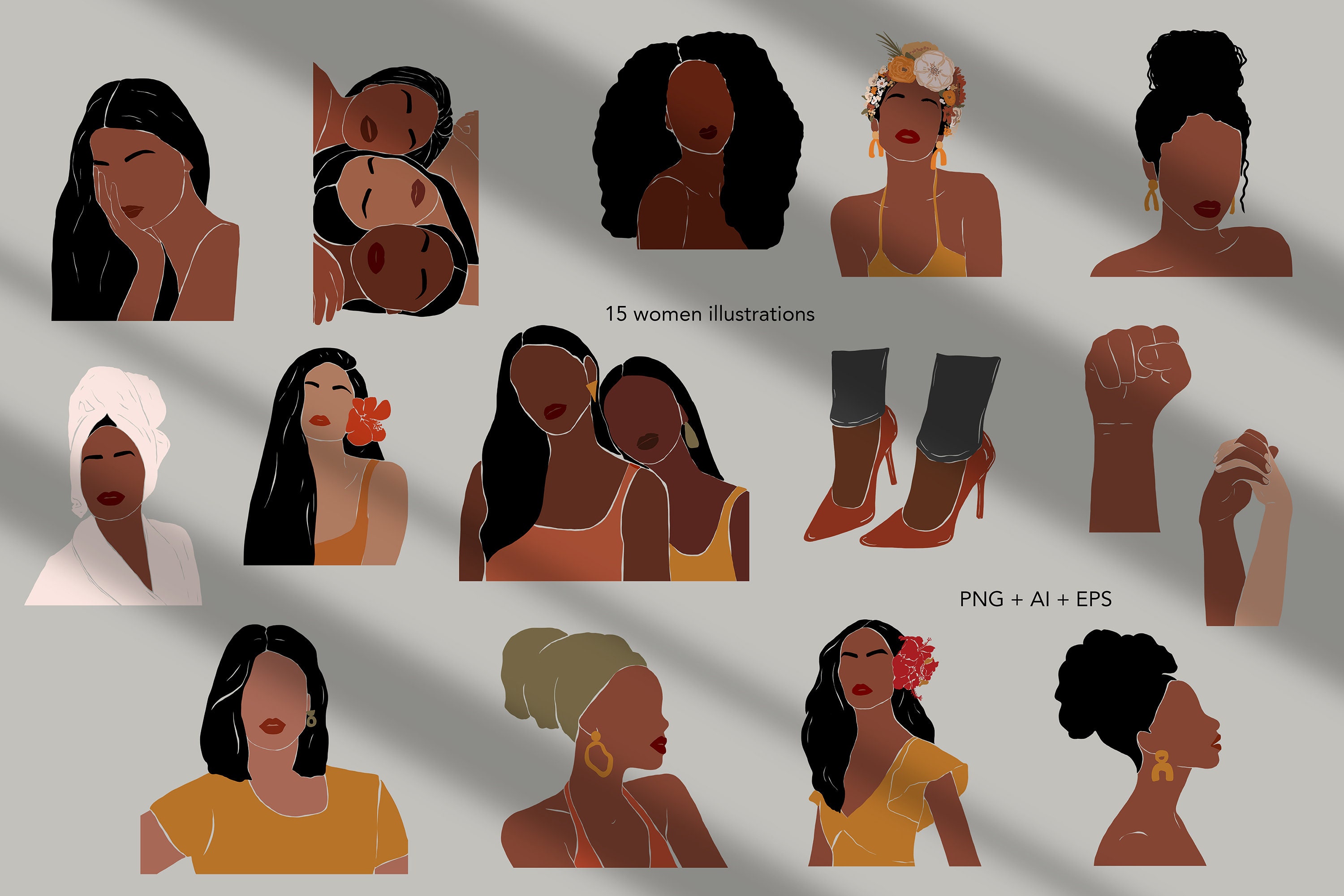 African Woman Clipart Abstract Female Clip Art Black Girl | Etsy