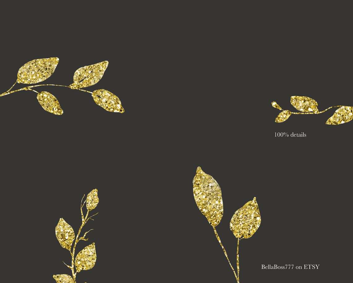 Gold Leaves Clipart Botanical Clipart Wedding Clipart - Etsy