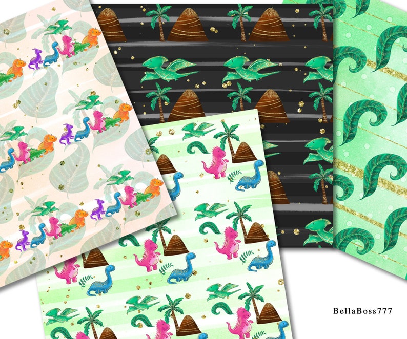 Dinosaur Paper T-rex Pterodactyl Glitter Dino Flowers - Etsy