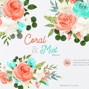 Coral Watercolor Roses, Watercolor Bouquets, Floral Bouquets, Wedding ...