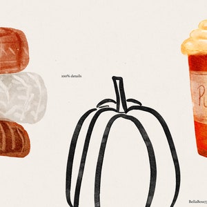 Fall Clipart, Autumn Clipart, Watercolor Autumn, Pumpkin Latte, Pumpkin ...