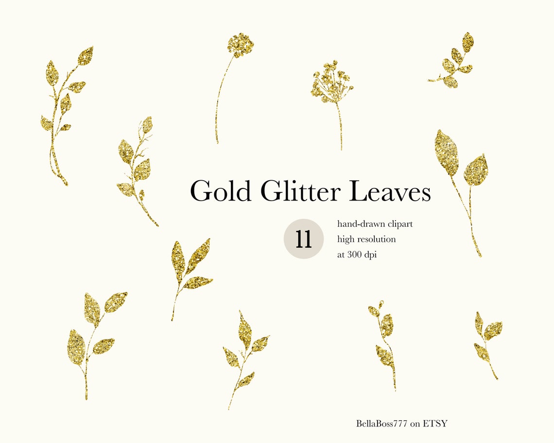 Gold Leaves Clipart Botanical Clipart Wedding Clipart - Etsy