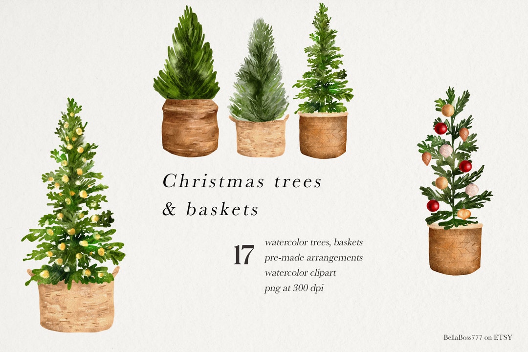 Christmas Clipart, Winter Clipart, Christmas Tree Clipart, Greenery ...