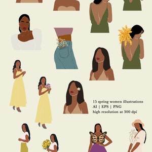 Woman Clipart, Sunflower Spring Clipart, Floral Clipart, Girl Clipart ...