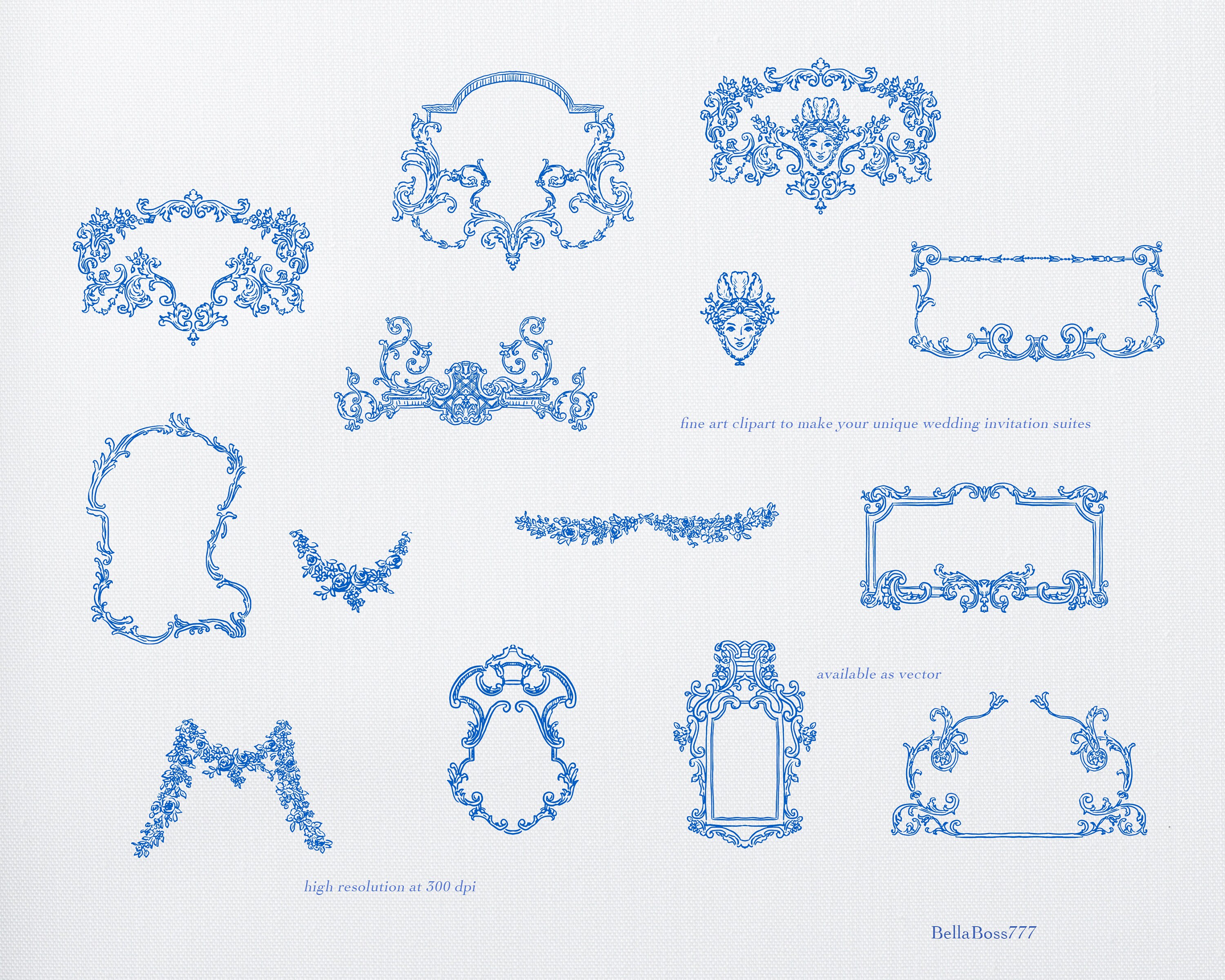 Wedding Crest Clipart, Baroque Frames, Rococo, Ornamental Frame ...