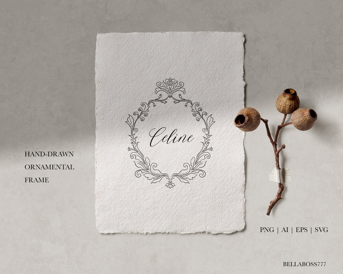 Wedding Frame Clipart Fine Art Line Art Logo Clipart - Etsy